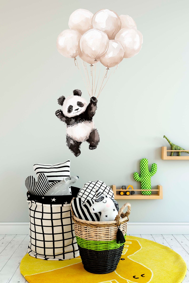 Cute Panda Wall Decal Balloon Wall Stickers Nursery Boho Decor Kids ...
