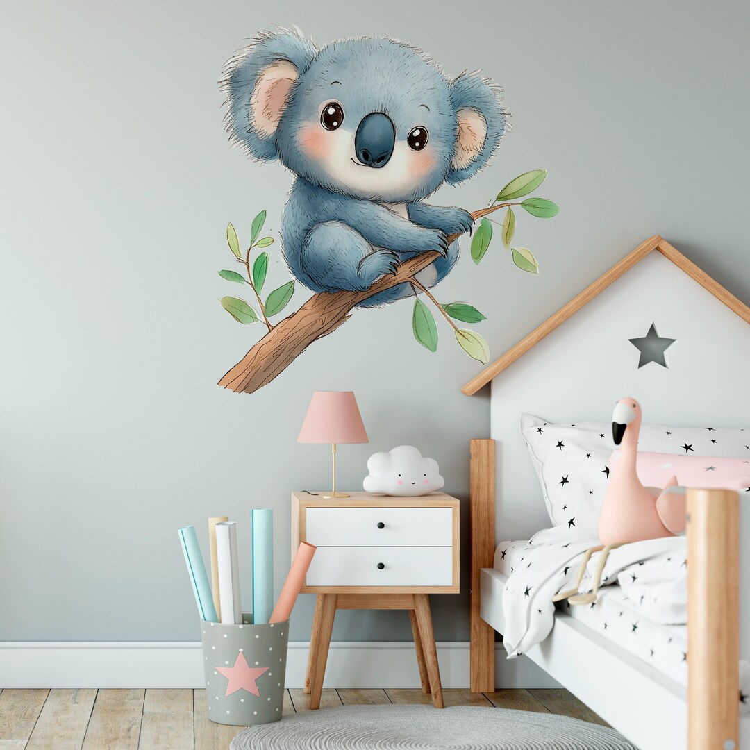 Cute Koala Wall Decal – Adorable Animal Nursery Sticker, Australian ...