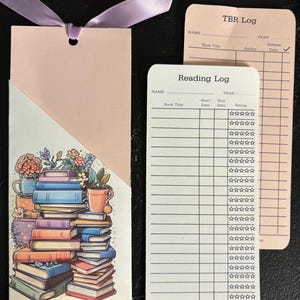 Bookmark Pouch + Reading Log & TBR Log Bookmark || Book Stack Themed ...