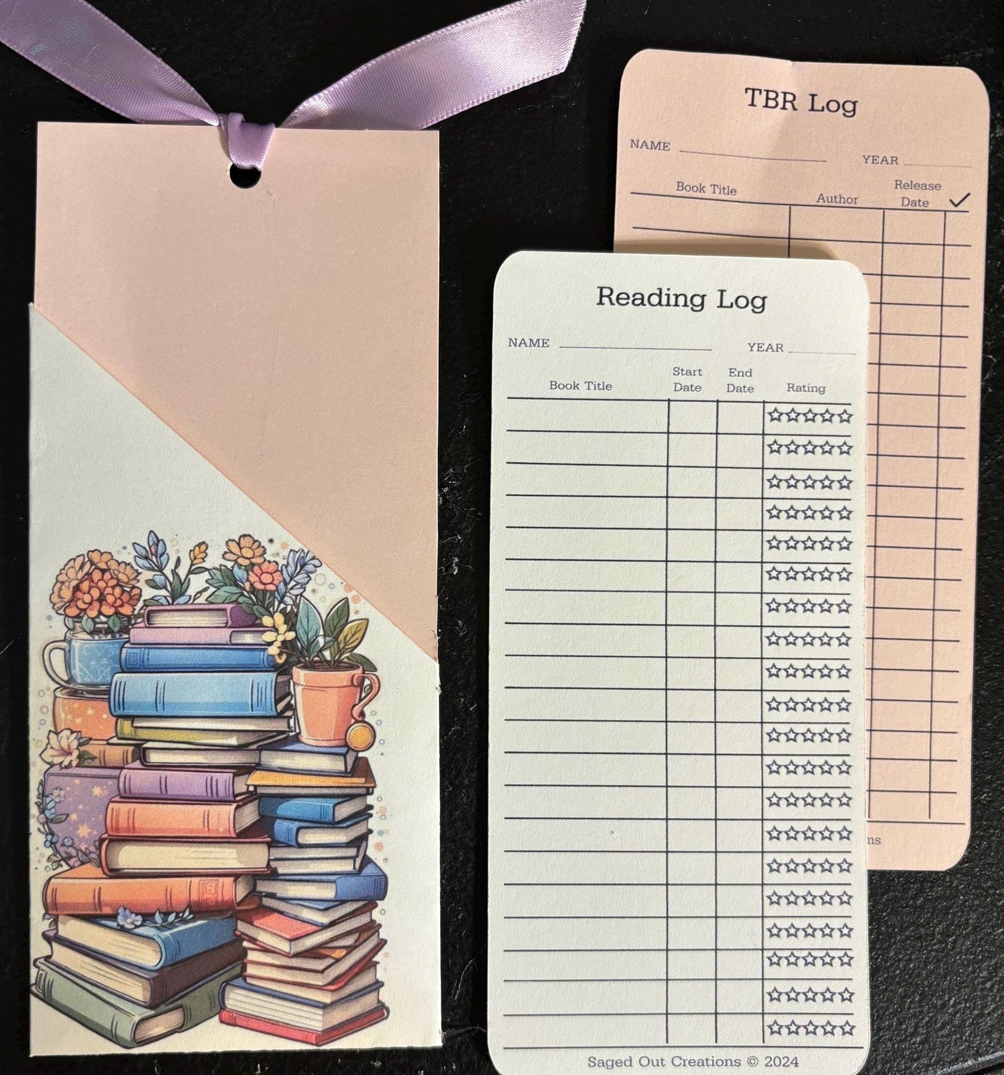 Bookmark Pouch + Reading Log & TBR Log Bookmark || Book Stack Themed ...