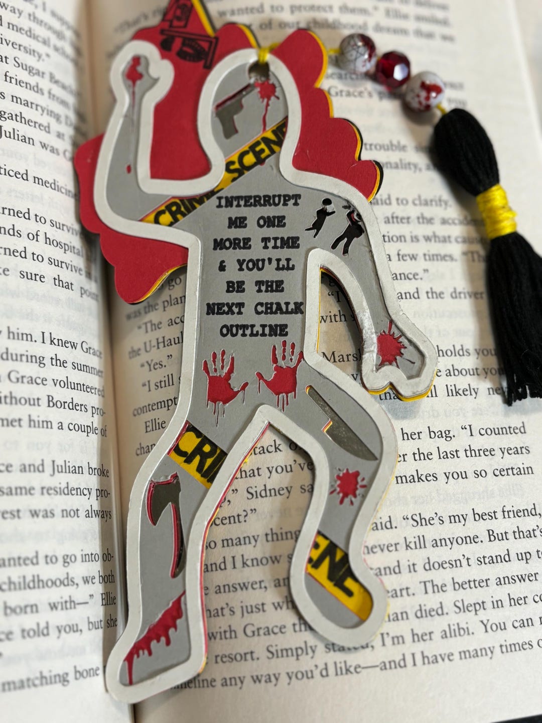 Murder Bookmark || Chalk Outline Bookmark: BODY Version. - Etsy