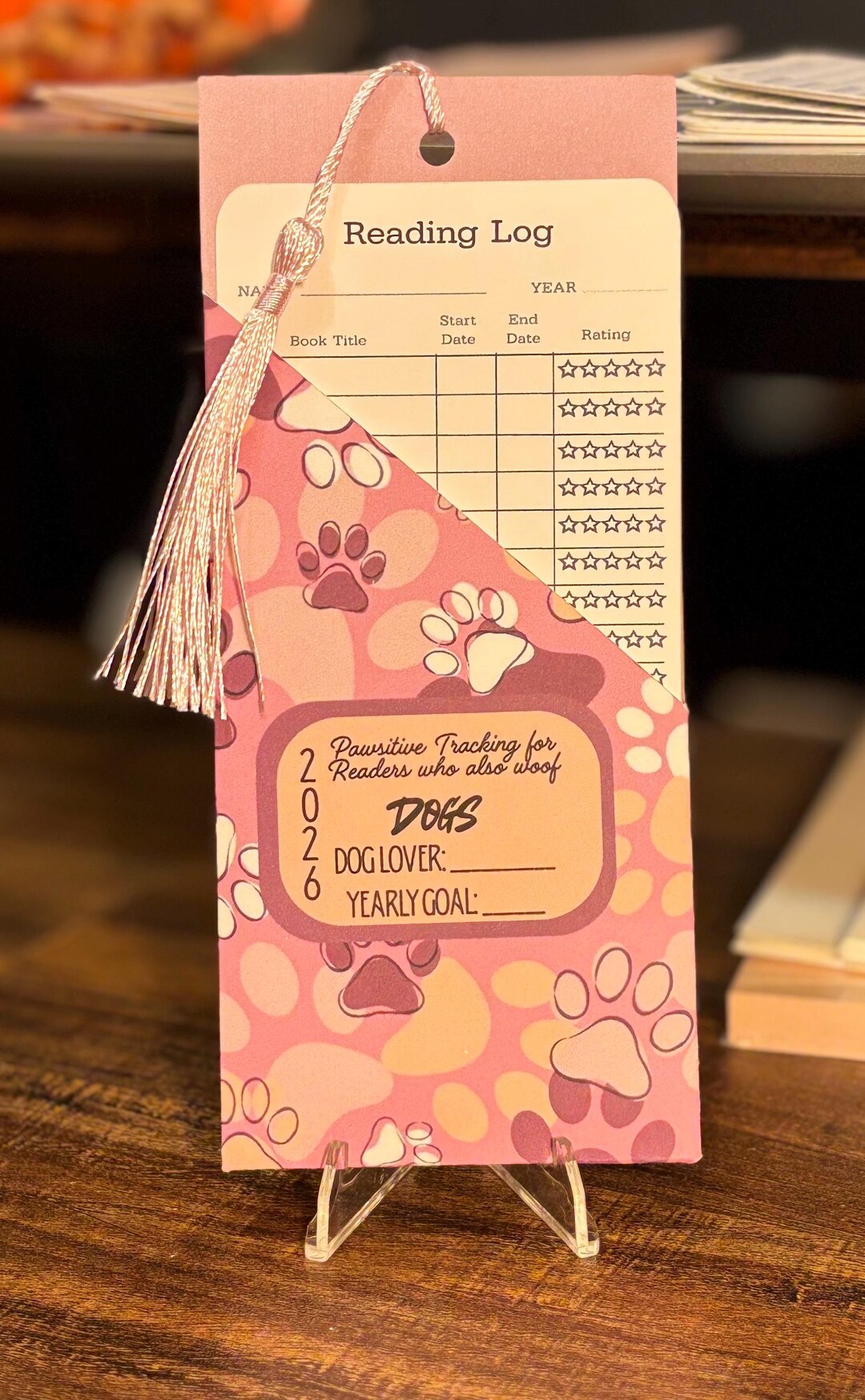 Dog Lover Bookmark | 2026 Reading Log With TBR Tracker - Etsy