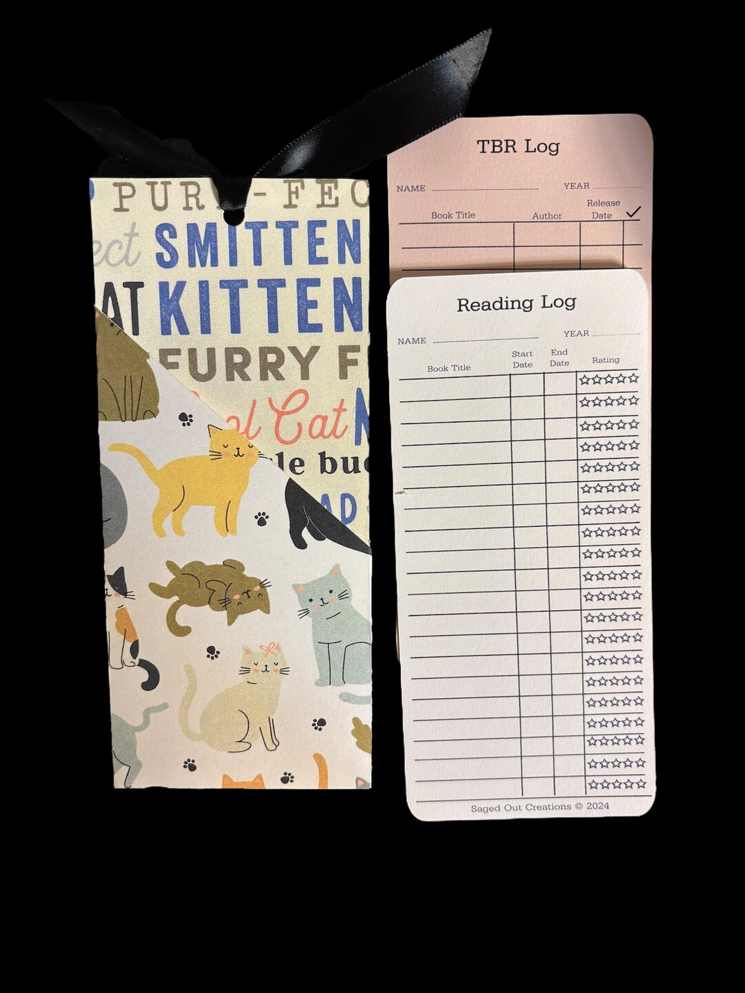 Cat-themed Reading Log Bookmark With Pouch - Etsy