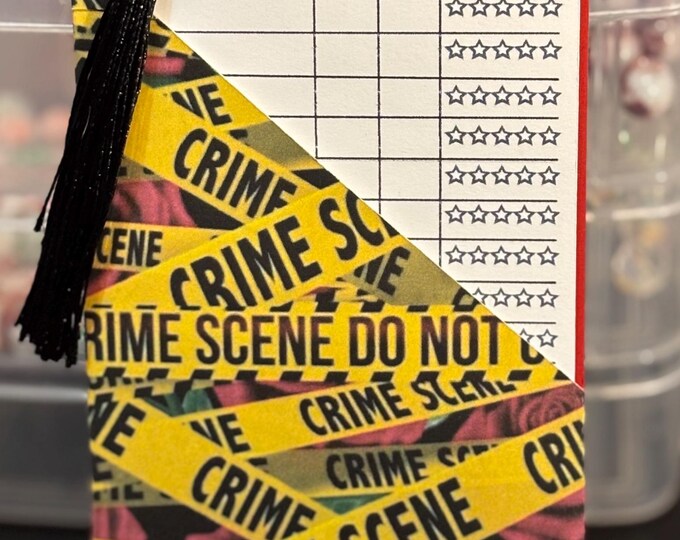 Crime Scene Tape Reading Log Bookmark | TBR Log Pouch - Etsy