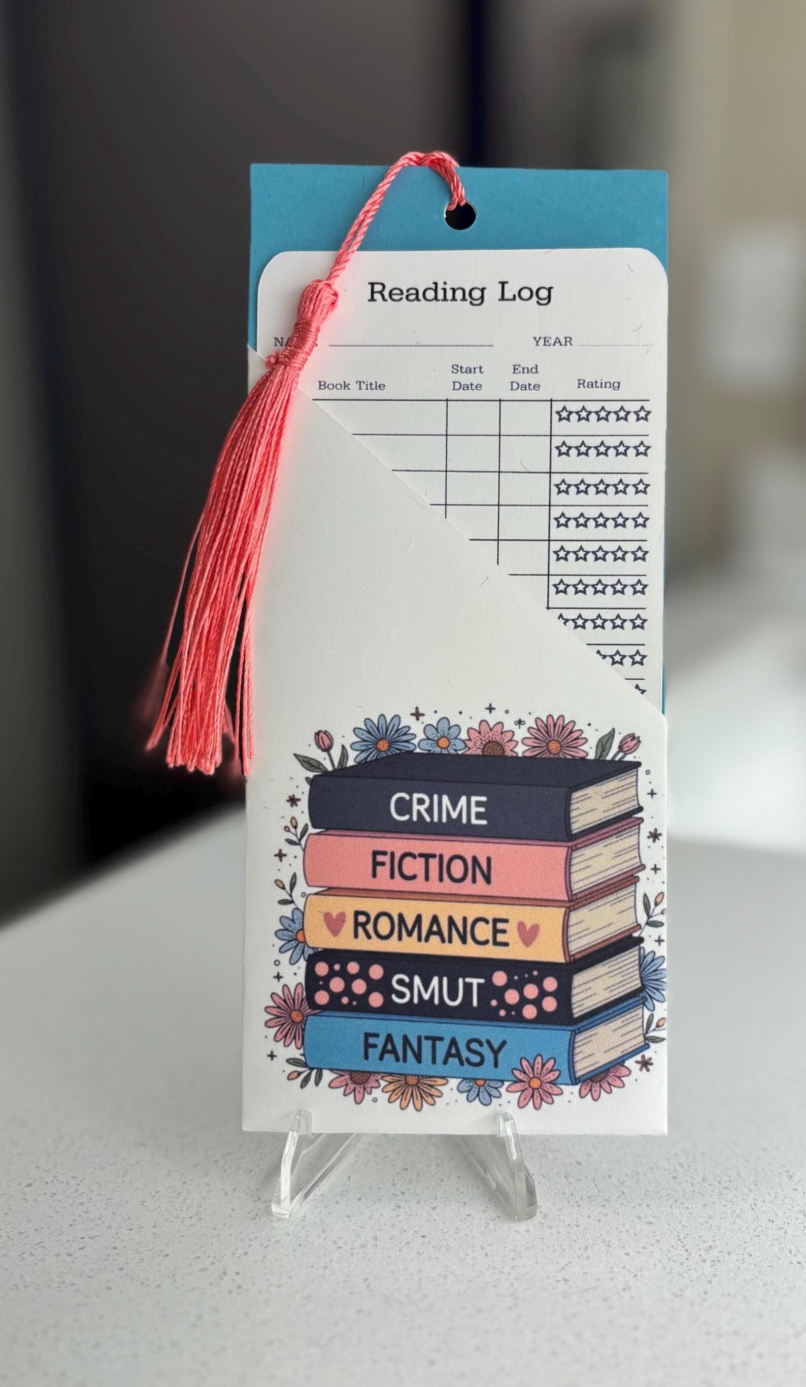 Genre Book Stack Reading Log Bookmark With TBR Log | Book Lover Gift - Etsy