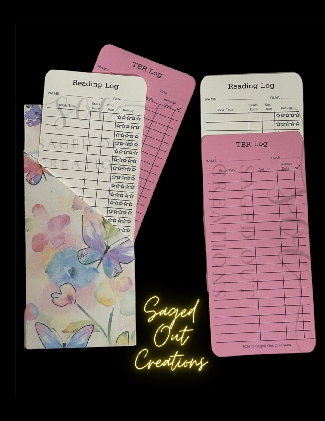 Butterfly Themed Reading Log Bookmark Bookmark Reading Log All-in-one ...