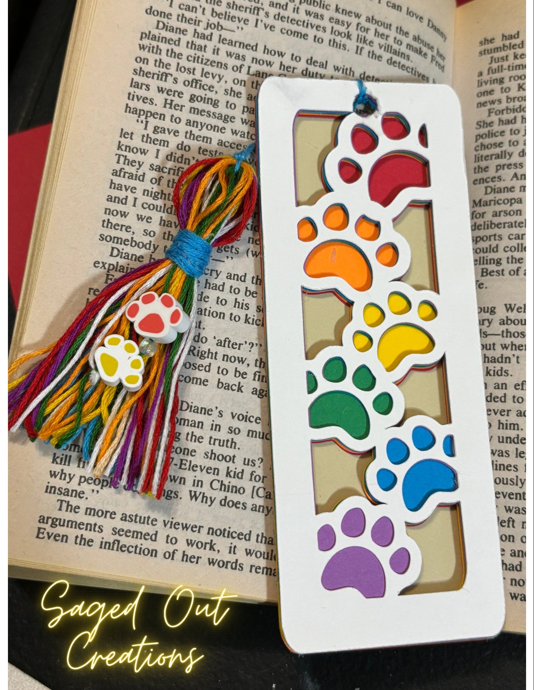 Paw Print Bookmark: Rainbow Primary - Etsy