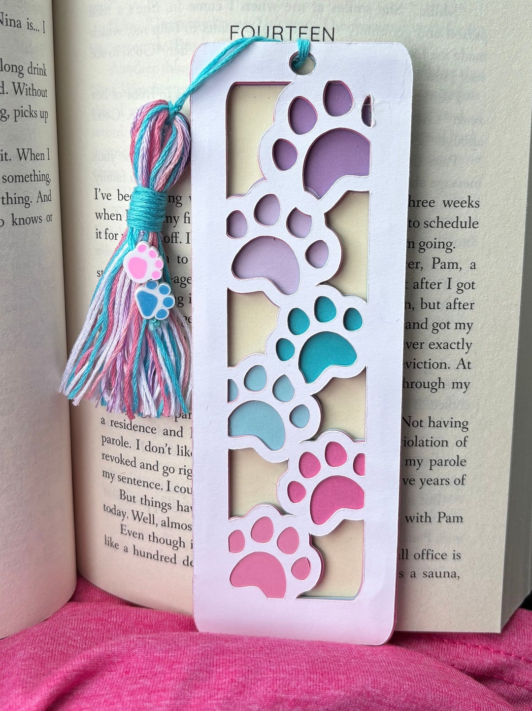 Paw Print Bookmark: Berry - Etsy