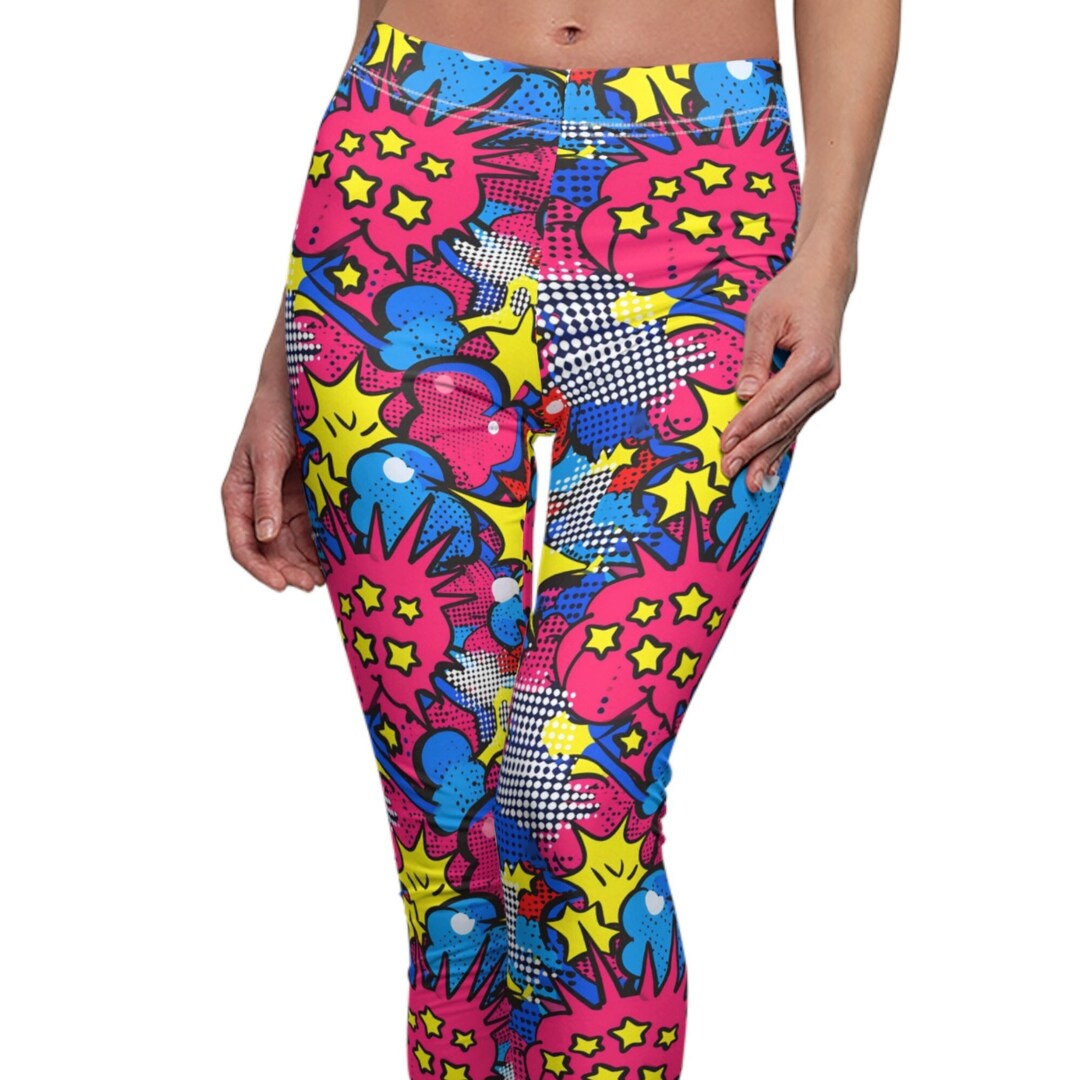 Comic Pop Art Leggings, Graffiti Leggings, Yoga Pants, Printed Tights ...