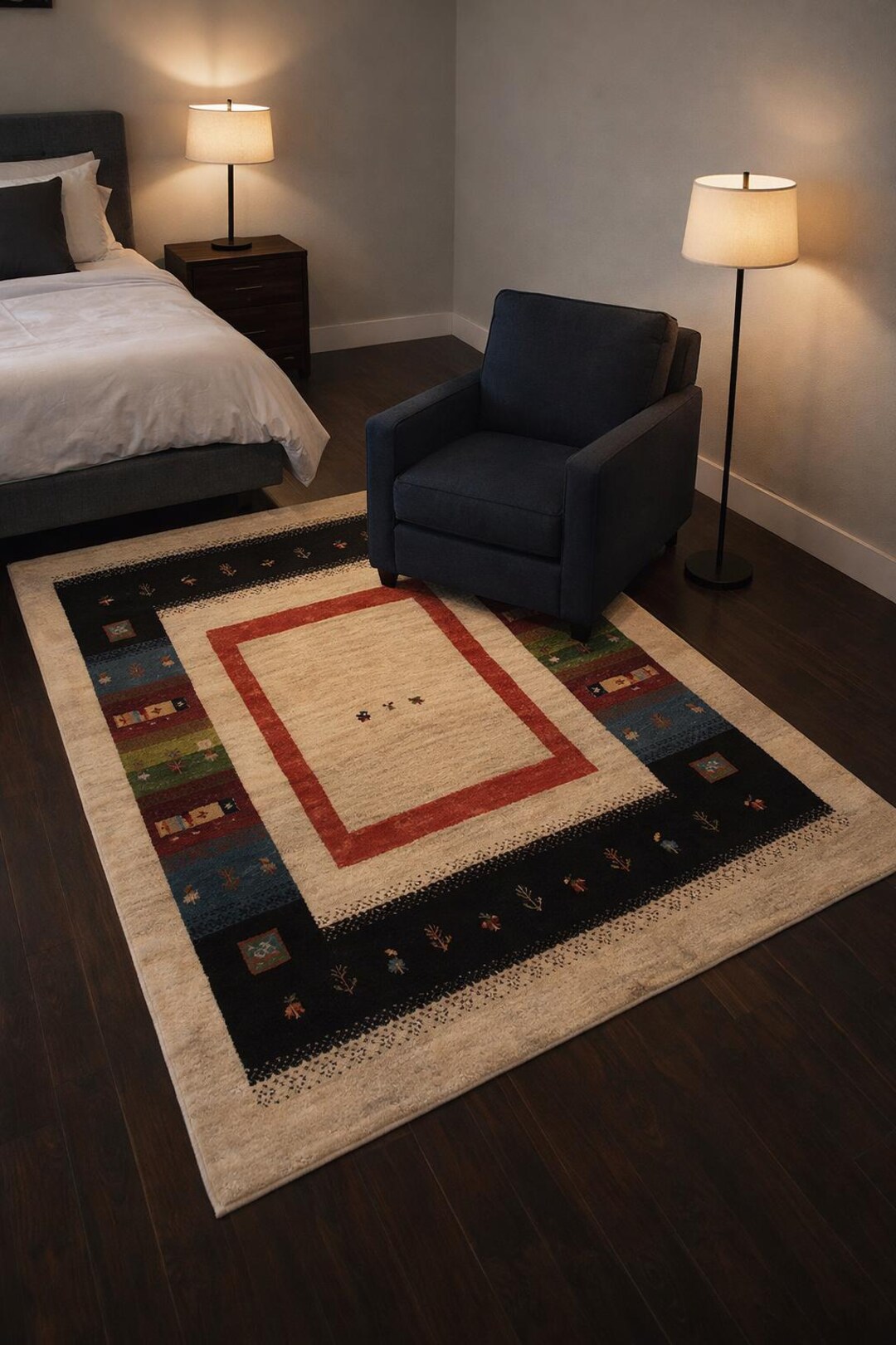Handloom Beige Red Wool Gabbeh Custom Area Rug Modern Tribal Loribaft ...
