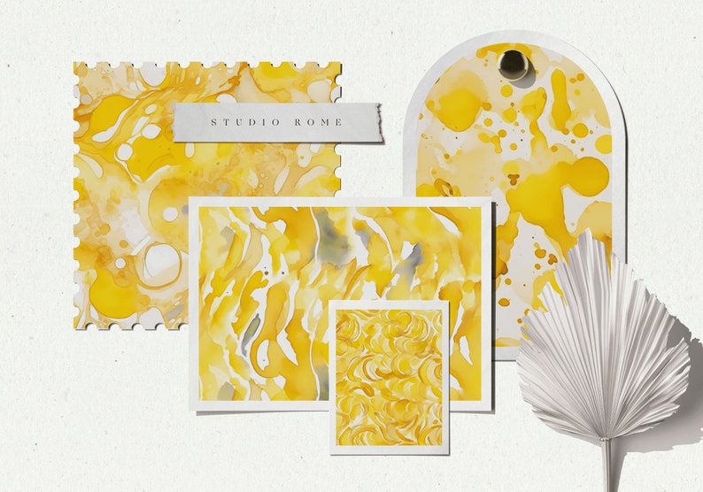 Yellow Watercolour Digital Paper Seamless Pattern PNG Yellow Scrapbook ...