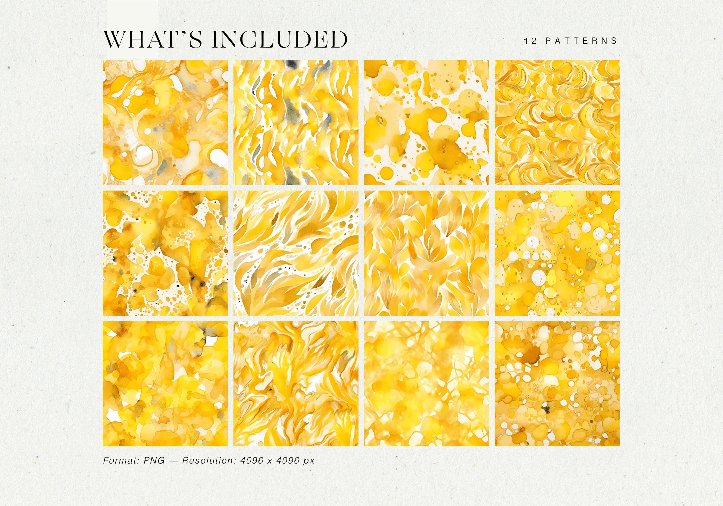 Yellow Watercolour Digital Paper Seamless Pattern PNG Yellow Scrapbook ...