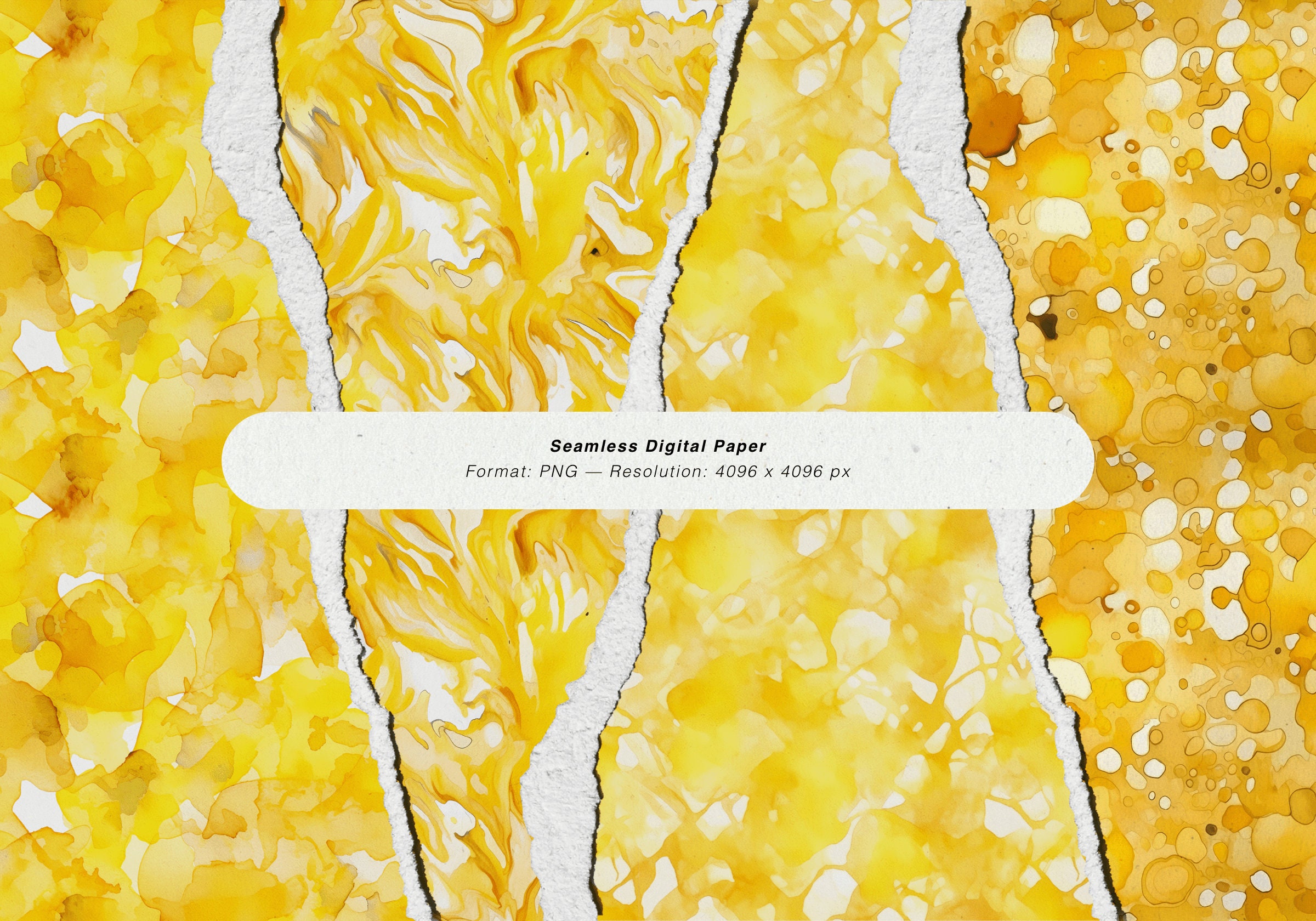 Yellow Watercolour Digital Paper Seamless Pattern PNG Yellow Scrapbook ...