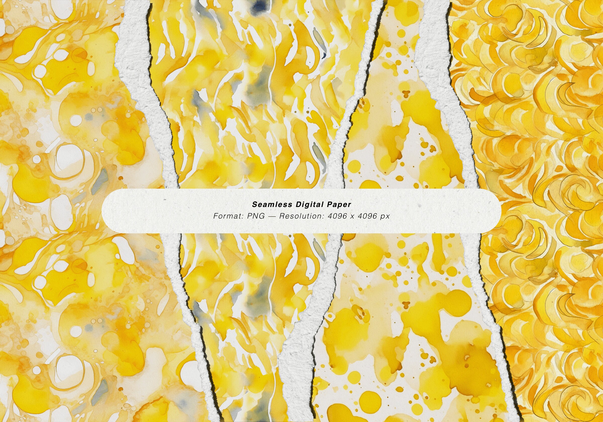 Yellow Watercolour Digital Paper Seamless Pattern PNG Yellow Scrapbook ...