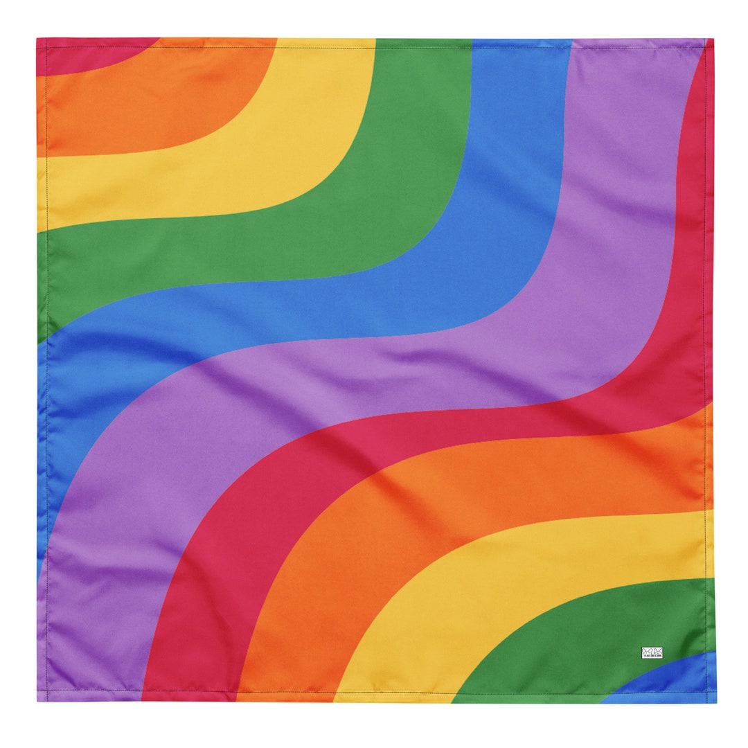 Wavy Rainbow Bandana, Pride Bandana, Mod Bandana, Rainbow Pride, 70s ...