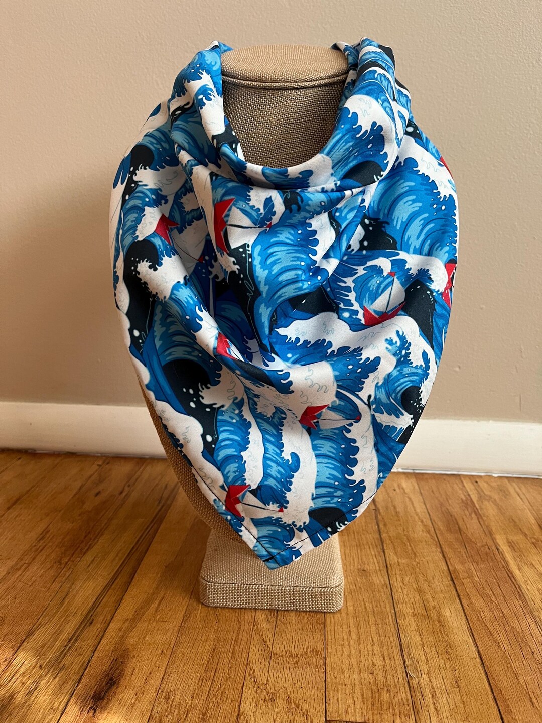 Japanese Waves Bandana Ocean Themed Accessory Nautical Gift for Ocean ...