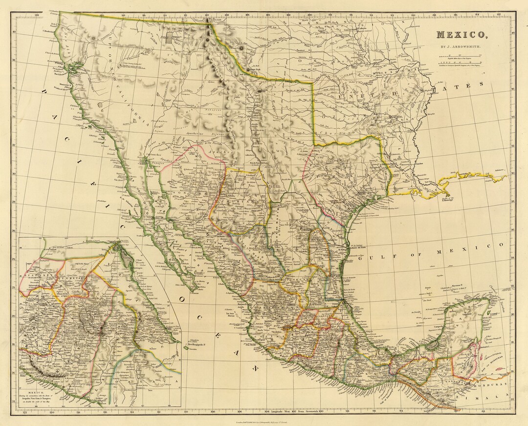 Map of Mexico 1832 High Resolution Digital Download - Etsy