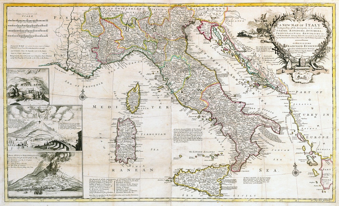 Map of Italy 1714 High Resolution Digital Download - Etsy