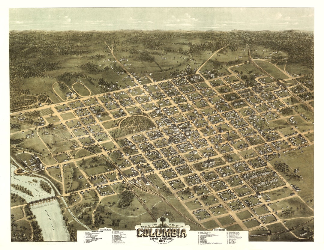 Map of Columbia SC 1872 High Resolution Digital Download - Etsy