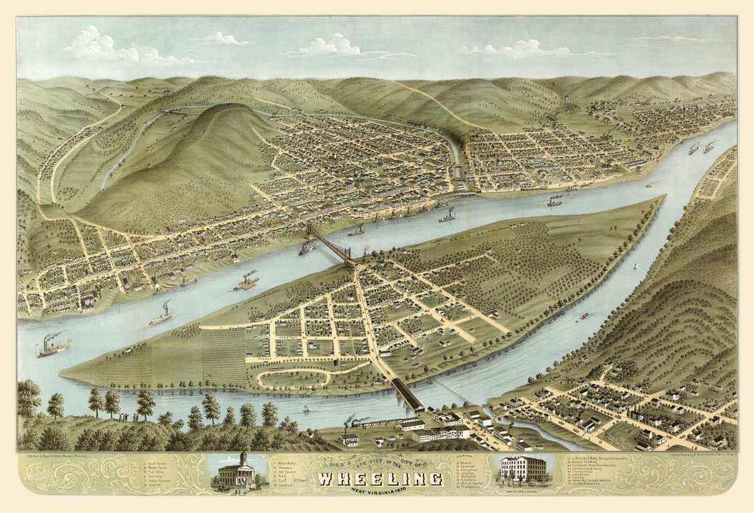 Map of Wheeling WV 1870 High Resolution Digital Download - Etsy