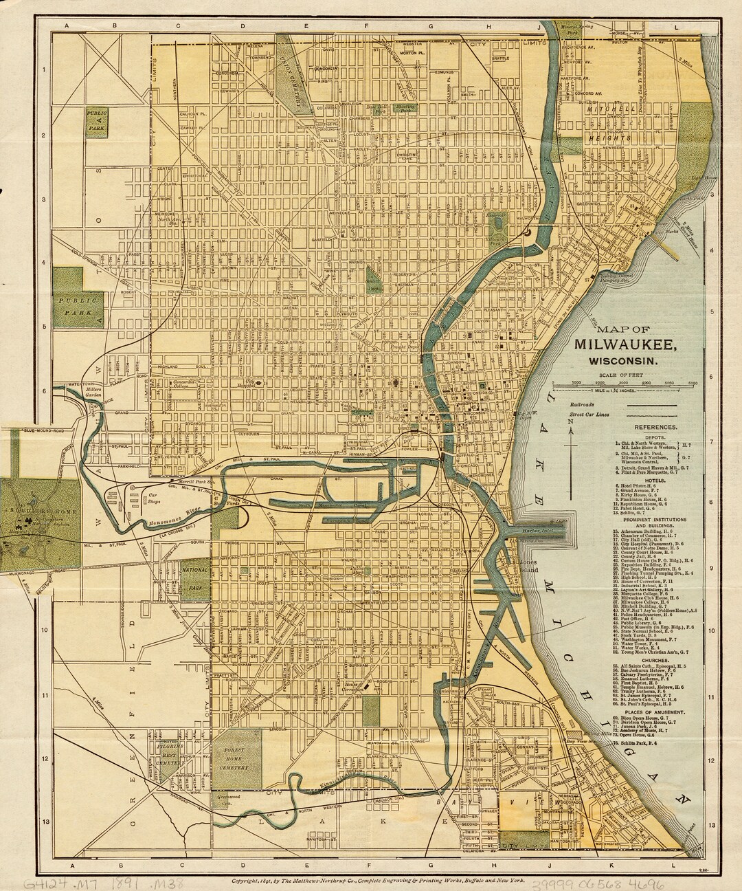 Map of Milwaukee WI 1891 High Resolution Digital Download - Etsy