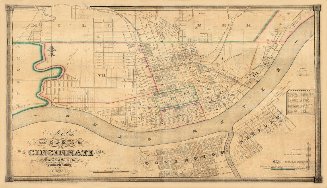 Map of Cincinnati OH 1838 High Resolution Digital Download - Etsy