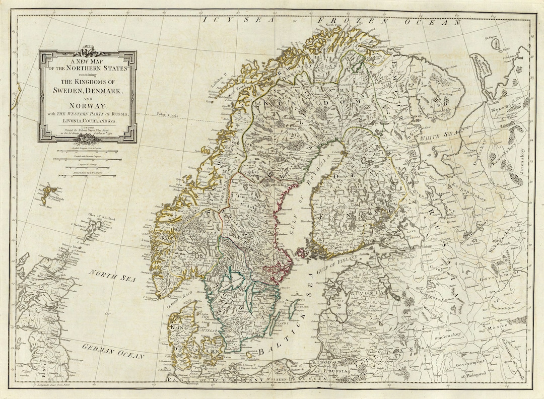 Map of Scandinavia 1794 High Resolution Digital Download - Etsy