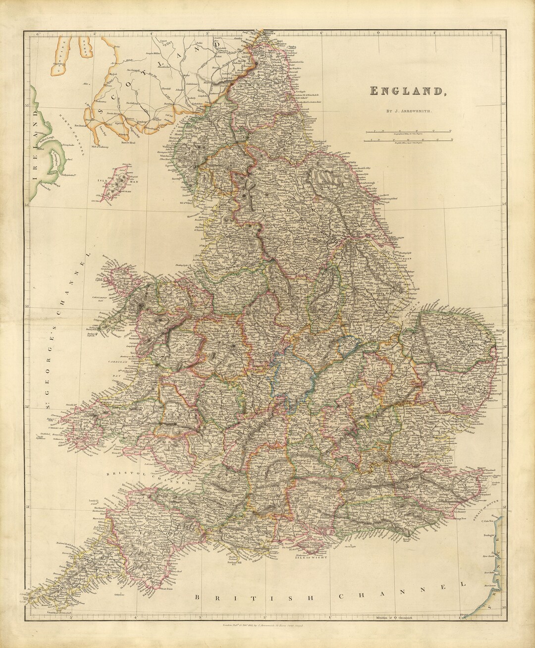 Map of England 1832 High Resolution Digital Download - Etsy