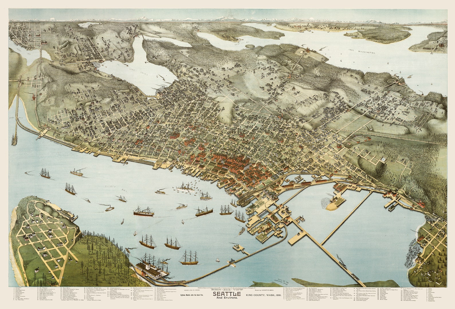 Map of Seattle WA 1891 High Resolution Digital Download - Etsy