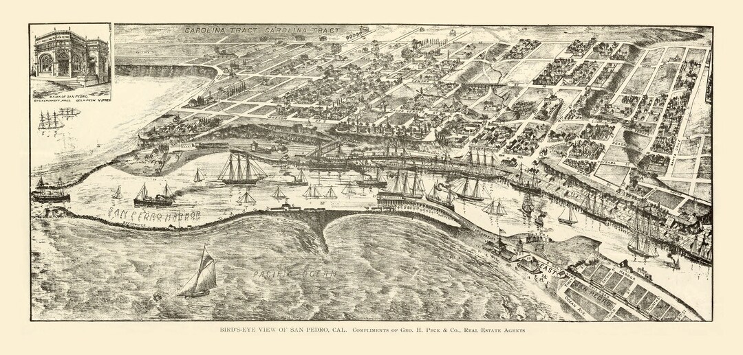 Map of San Pedro CA 1905 High Resolution Digital Download - Etsy