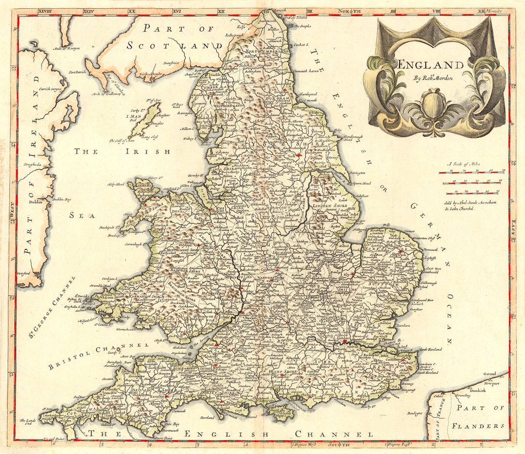 Map of England 1695 High Resolution Digital Download - Etsy
