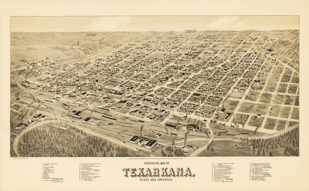Map of Texarkana, AR 1888 High Resolution Digital Download - Etsy