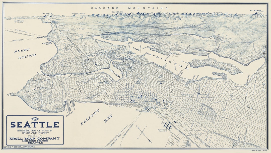Map of Seattle WA 1925 High Resolution Digital Download - Etsy