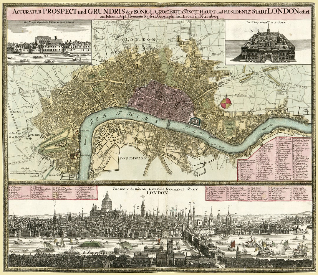 Map of London 1740 High Resolution Digital Download - Etsy