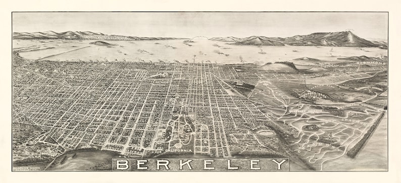 Map of Berkeley CA 1909 High Resolution Digital Download - Etsy