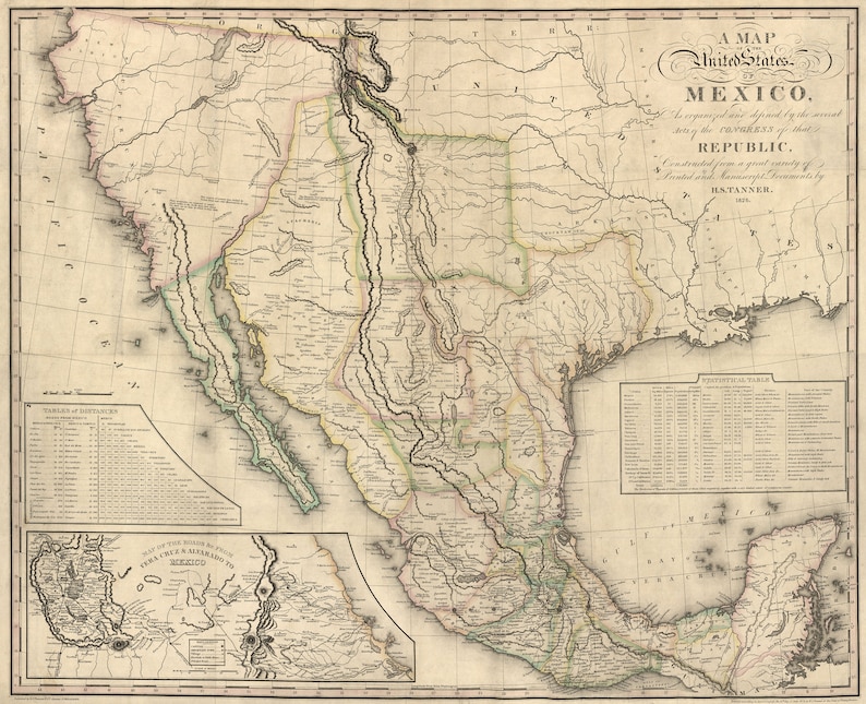 Map of Mexico 1826 High Resolution Digital Download - Etsy