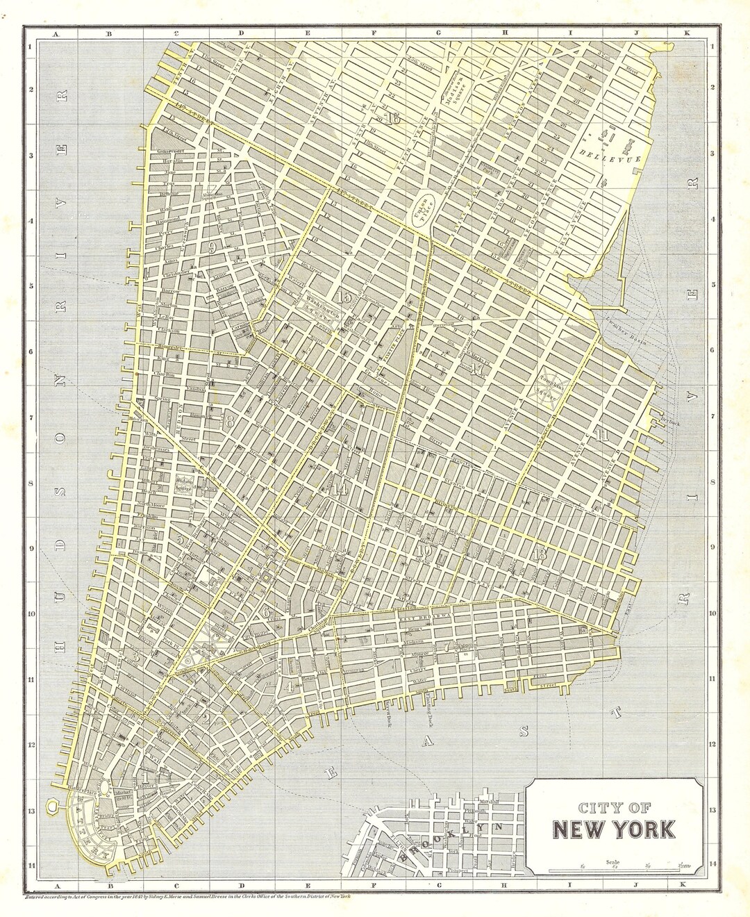 Map of New York NY 1842 High Resolution Digital Download - Etsy