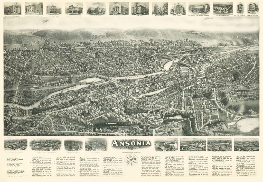 Map of Ansonia CT 1921 High Resolution Digital Download - Etsy