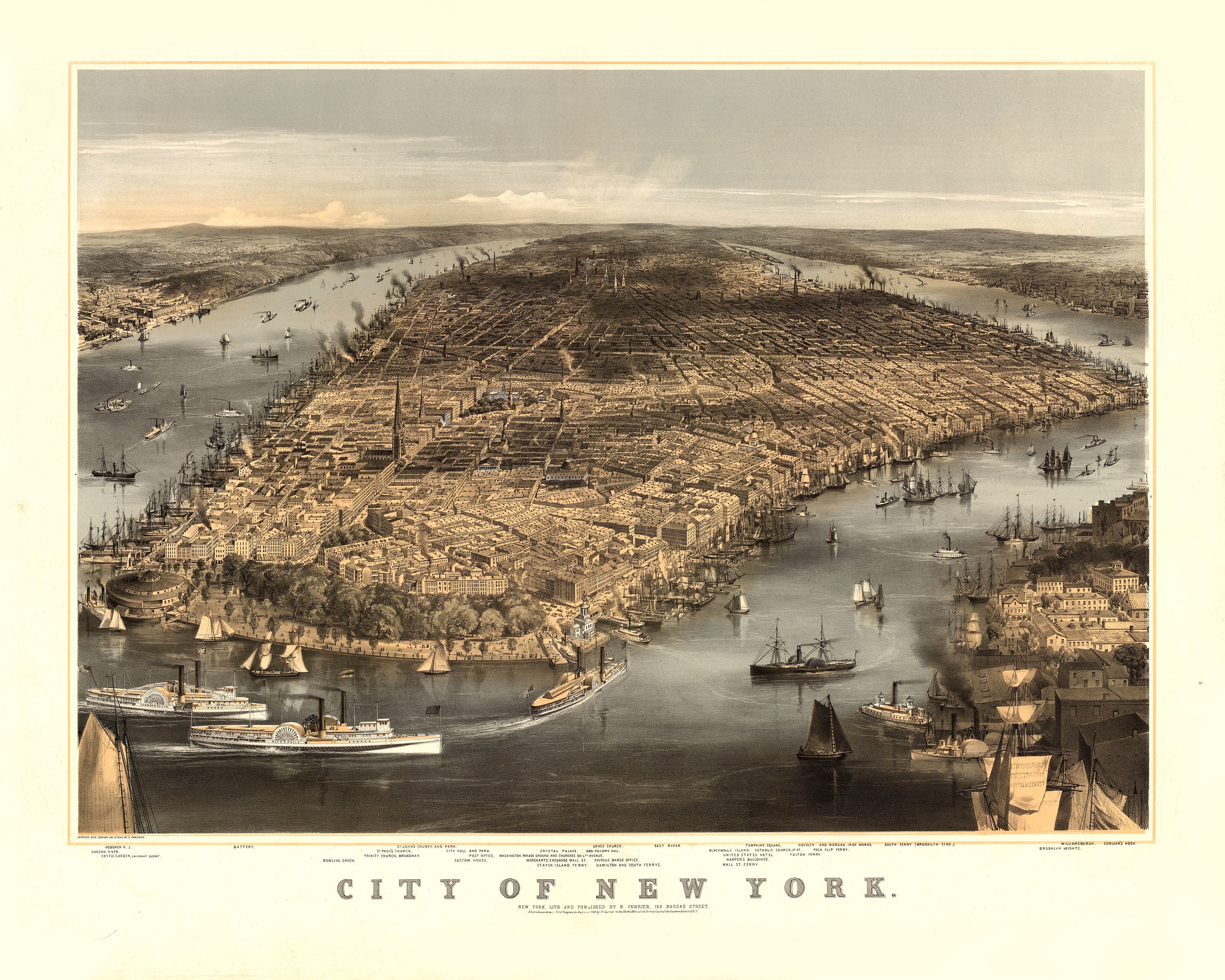 Map of New York NY 1856 High Resolution Digital Download - Etsy