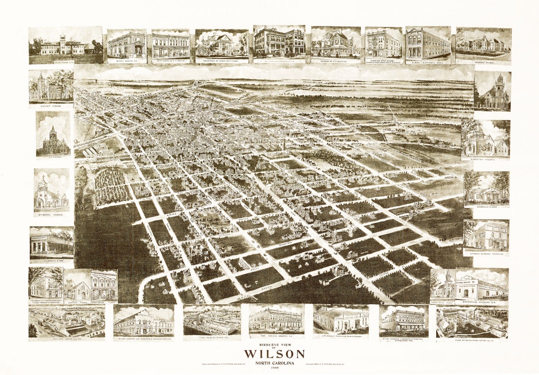 Map of Wilson NC 1908 High Resolution Digital Download - Etsy