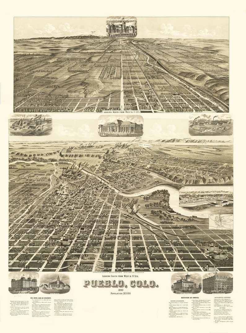 Map of Pueblo CO 1890 High Resolution Digital Download - Etsy