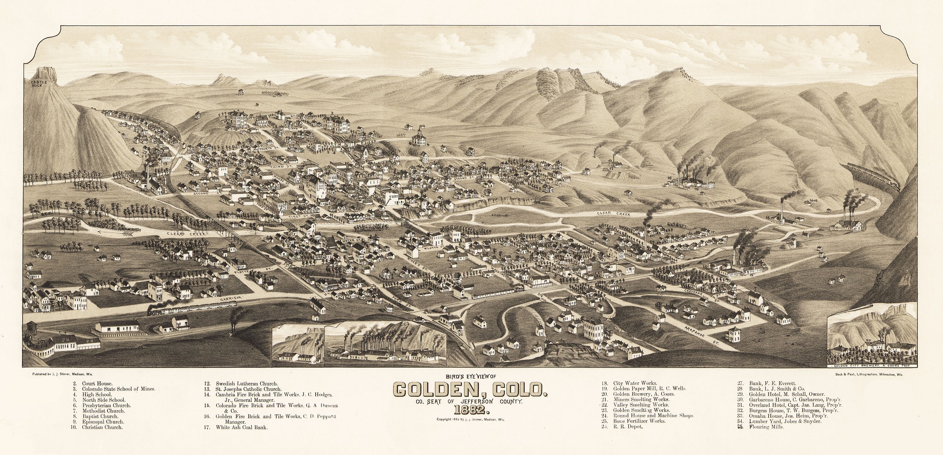 Map of Golden CO 1882 High Resolution Digital Download - Etsy