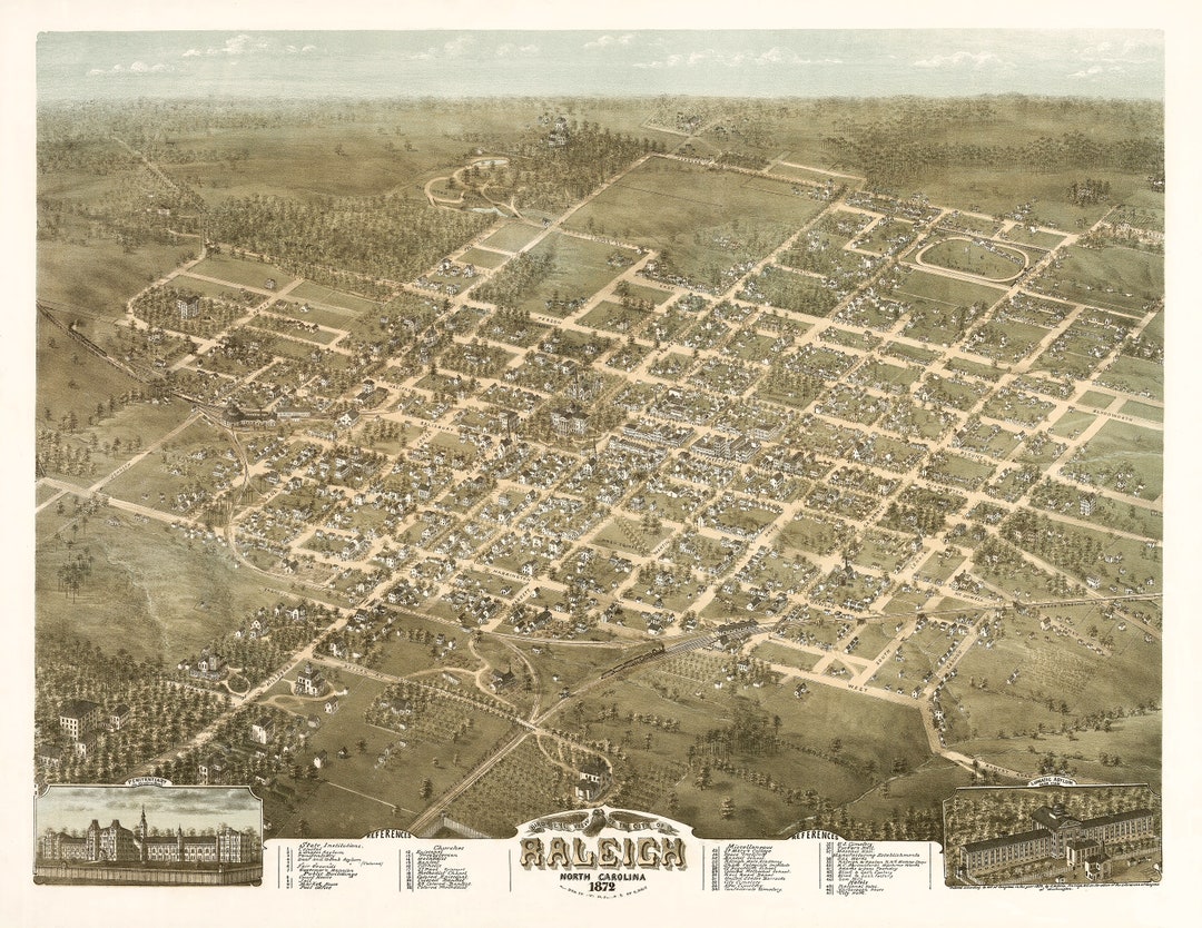 Map of Raleigh NC 1872 High Resolution Digital Download - Etsy