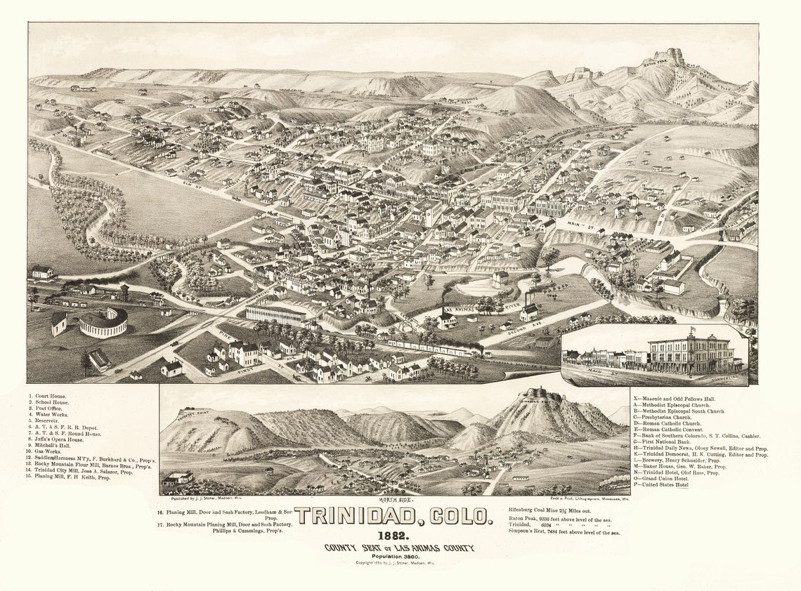 Map of Trinidad CO 1882 High Resolution Digital Download - Etsy
