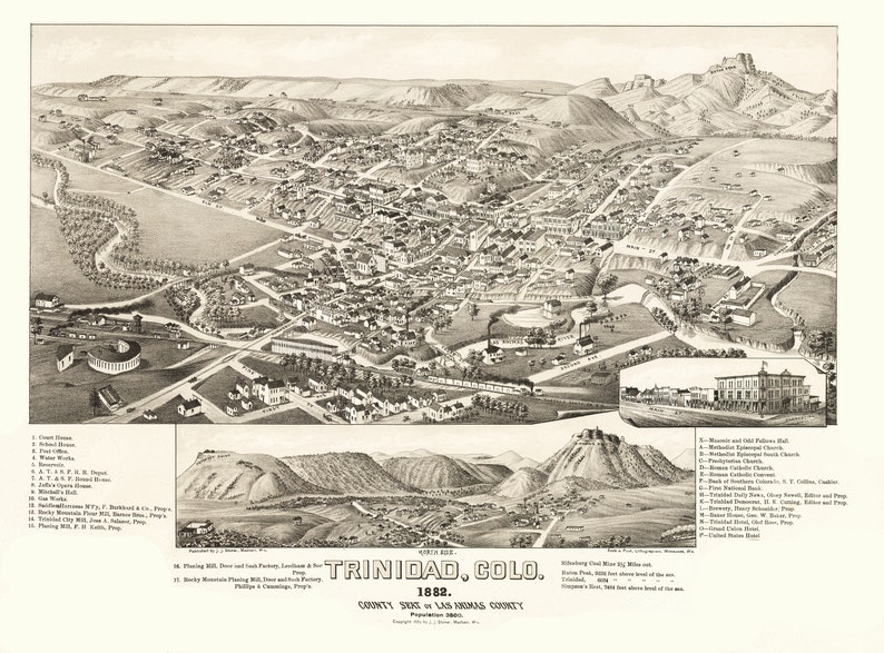Map of Trinidad CO 1882 High Resolution Digital Download - Etsy