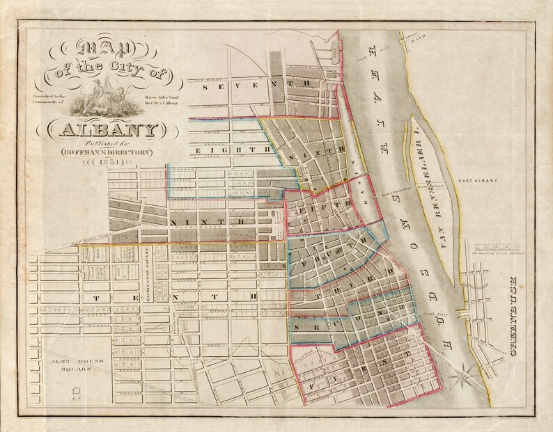 Map of Albany NY 1851 High Resolution Digital Download - Etsy