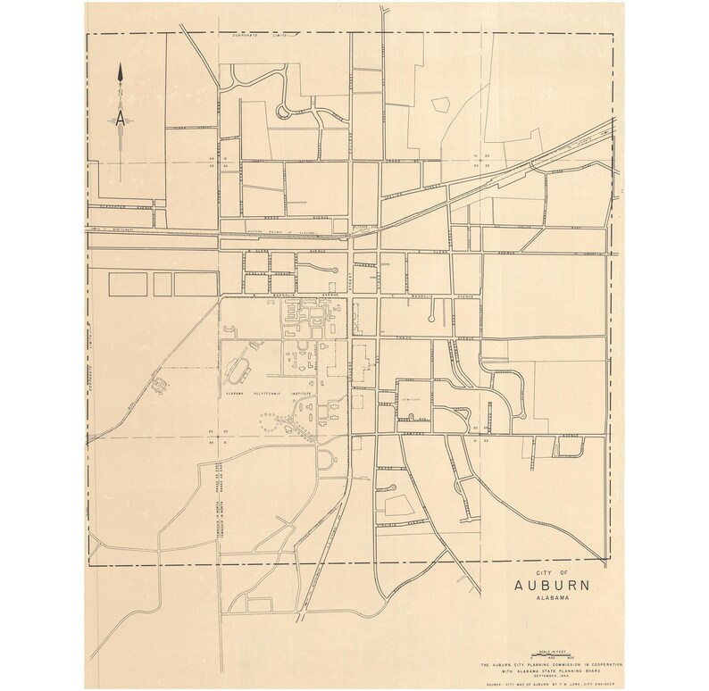 Map of Auburn, AL 1944 High Resolution Digital Download - Etsy