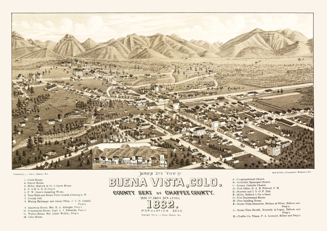 Map of Buena Vista CO 1882 High Resolution Digital Download - Etsy