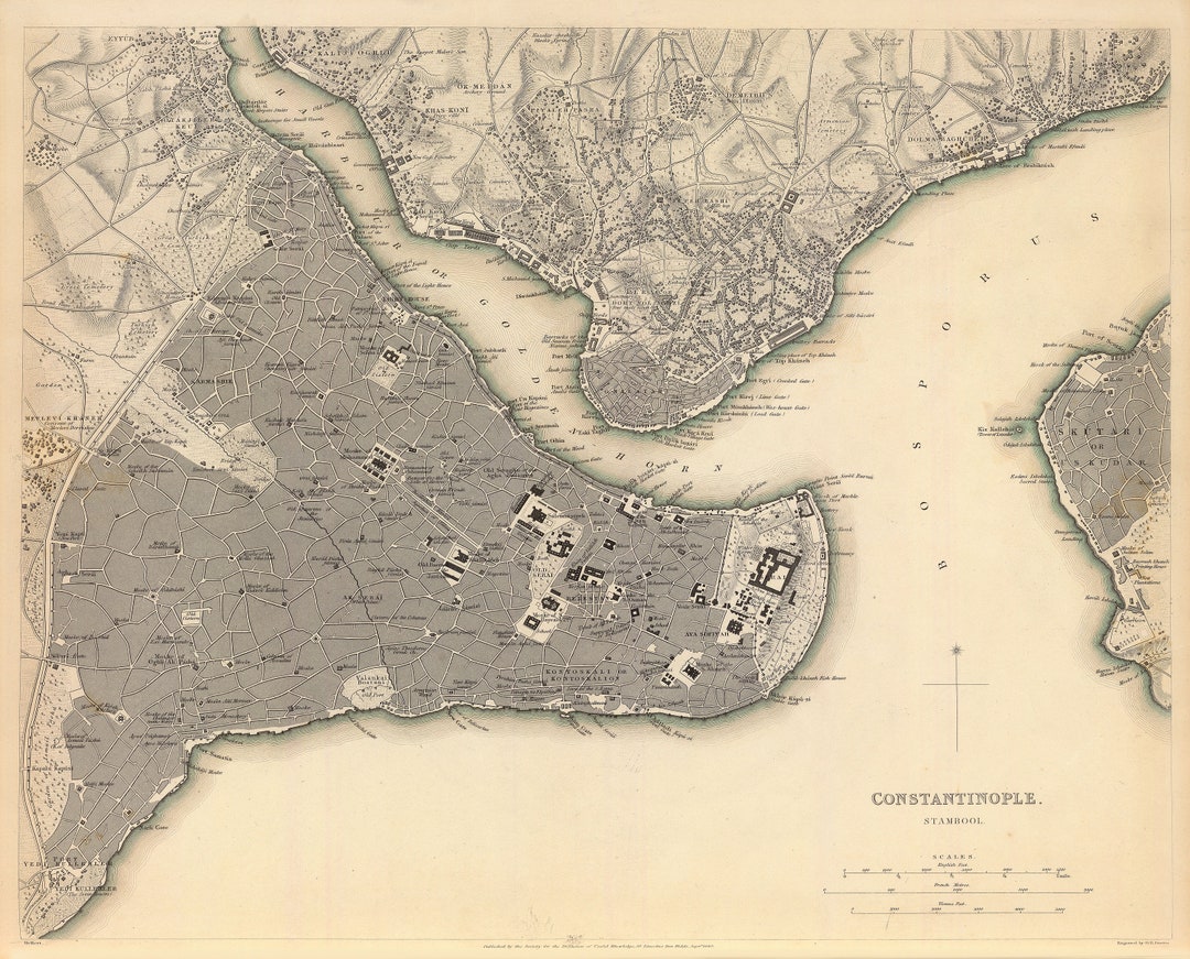 Map of Istanbul 1840 High Resolution Digital Download - Etsy