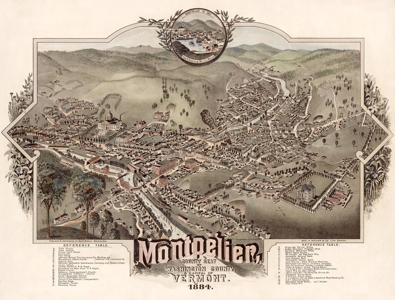 Map of Montpelier VT 1884 High Resolution Digital Download - Etsy